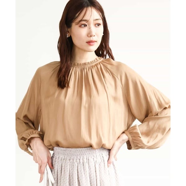 MK ミッシェルクラン（MK MICHEL  ）/フリルネックデザインサテンブラウス/前後2way/接触冷感/洗える