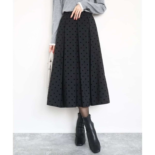 MK ミッシェルクラン（MK MICHEL  ）/フロッキードット柄タックスカート/洗える