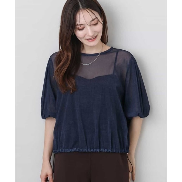 MK ミッシェルクラン（MK MICHEL  ）/デニム調シアーブラウス/洗える