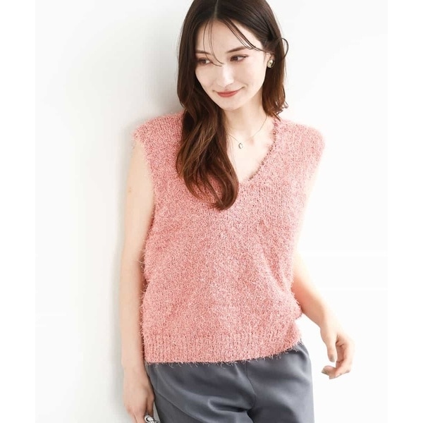 MK ミッシェルクラン（MK MICHEL  ）/ラメシャギーニットジレ/前後2way/洗える