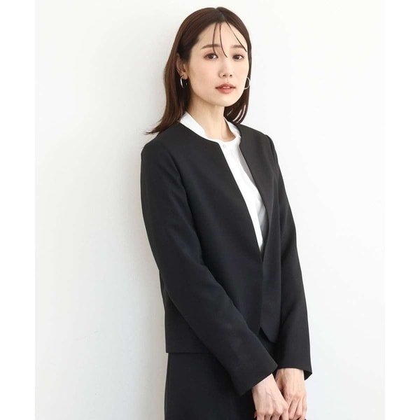 MK ミッシェルクラン（MK MICHEL  ）/メランジ調ノーカラージャケット/セットアップ対応/洗える