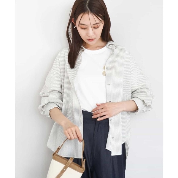 MK ミッシェルクラン（MK MICHEL  ）/サッカーシャツブラウス/洗える