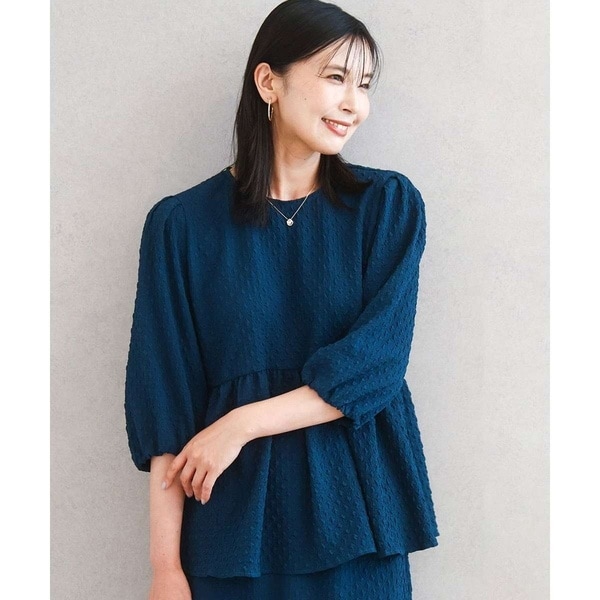 MK ミッシェルクラン（MK MICHEL  ）/エンボス加工ペプラムブラウス/洗える