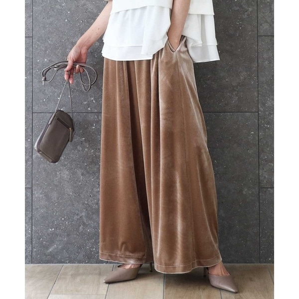 MK ミッシェルクラン（MK MICHEL  ）/【こなれSETUP/ウエストゴム/洗える】スノーベロア ワイドパンツ