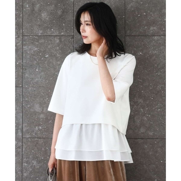 MK ミッシェルクラン（MK MICHEL  ）/ポンチプルオーバー×ティアードフリルタンクトップ ツインセット/洗える