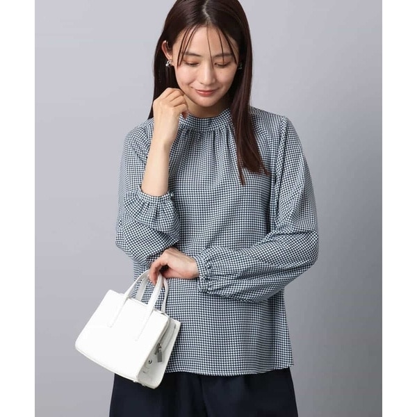 MK ミッシェルクラン（MK MICHEL  ）/【ビジネス/洗える】ボウタイ付き千鳥柄プリントブラウス