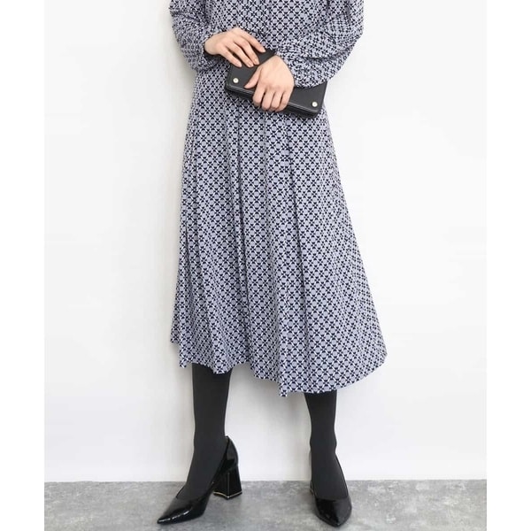 MK ミッシェルクラン（MK MICHEL  ）/【こなれSETUP/洗える】スクエア幾何柄フレアースカート