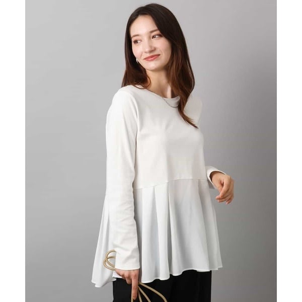 MK ミッシェルクラン（MK MICHEL  ）/【レイヤードにおすすめ/洗える】タックプリーツデザイン ペプラムインナーカットソー