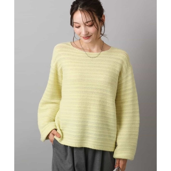 MK ミッシェルクラン（MK MICHEL  ）/【体型カバー/洗える】シアーボーダーボリュームパフスリーブニット