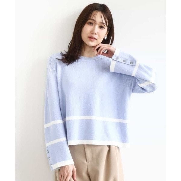 MK ミッシェルクラン（MK MICHEL  ）/配色ライン片畦編みニット/洗える