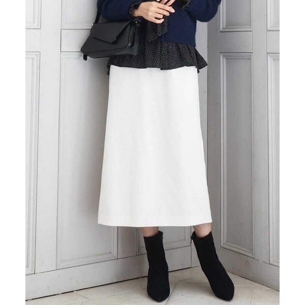 MK ミッシェルクラン（MK MICHEL  ）/【ベルト付き/洗える】ループネップツイードIラインスカート