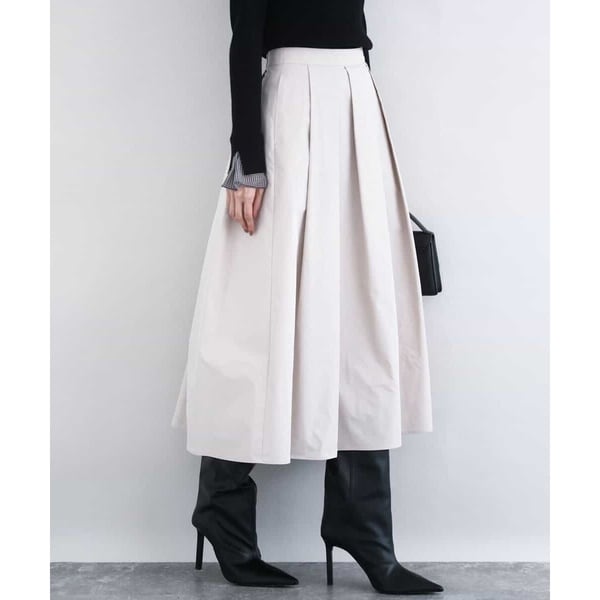 MK ミッシェルクラン（MK MICHEL  ）/【トレンド/洗える】メモリータフタ タックフレアスカート