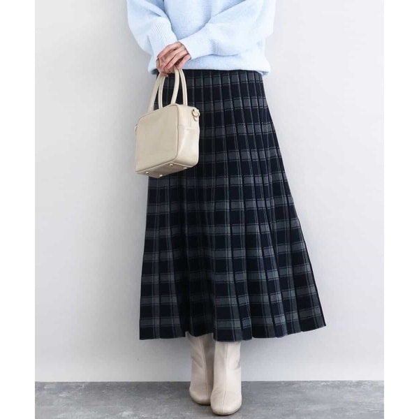 MK ミッシェルクラン（MK MICHEL  ）/【HOLIDAY/こなれSETUP/洗える】チェック柄プリーツニットスカート