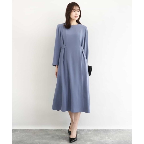 MK ミッシェルクラン（MK MICHEL  ）/サテンジョーゼット サイドベルトワンピース/洗える