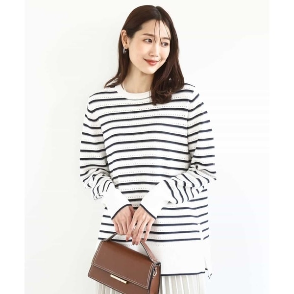 MK ミッシェルクラン（MK MICHEL  ）/柄編みボーダーニット