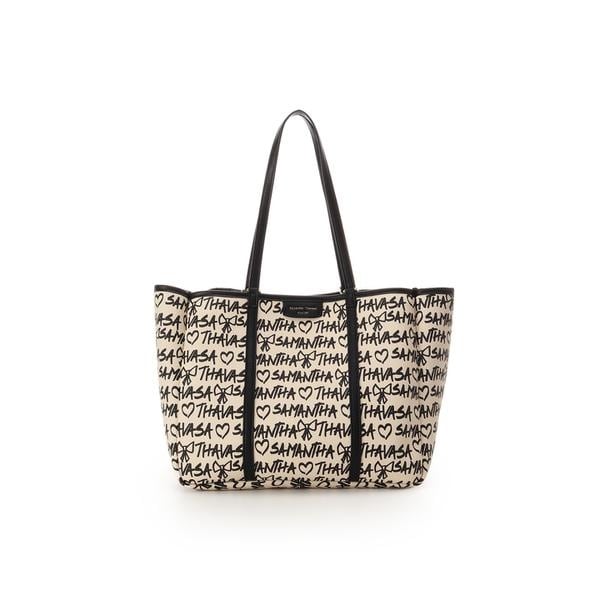 サマンサタバサ（Samantha Thavasa）/スクリッタ柄キャンバスデザイン合皮トートバッグ[Revival Collection]
