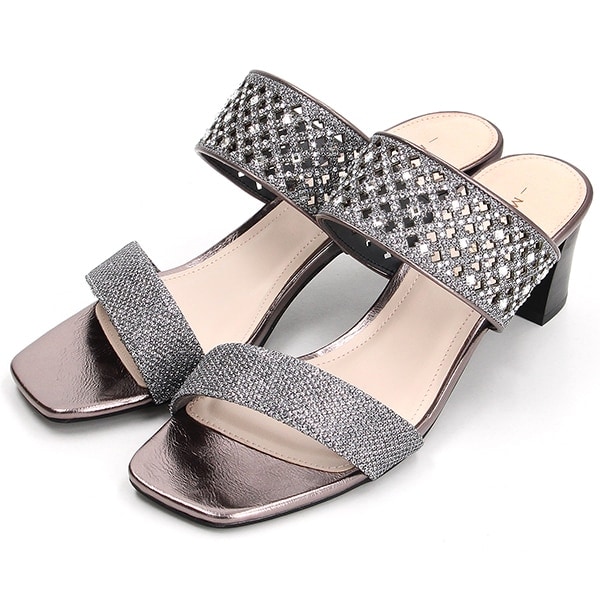 メルモ（MELMO）/レーザーカットシャイニーミュールサンダル