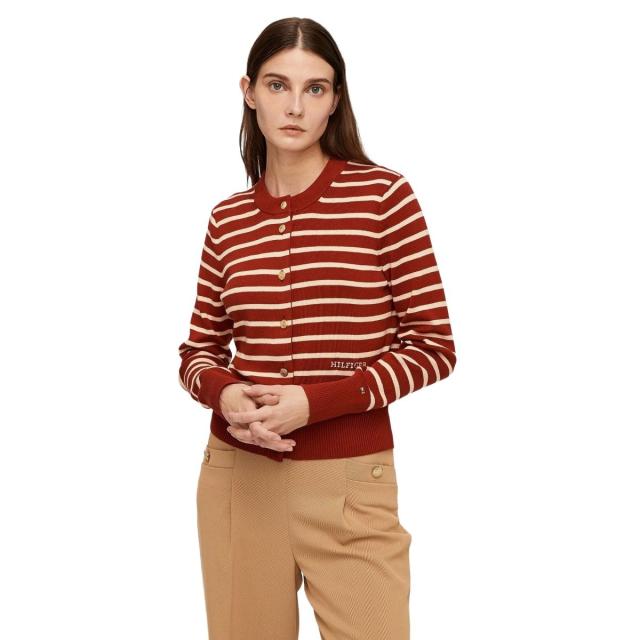 トミー ヒルフィガー（ ）/ミニストライプコットンクルーネックカーディガン