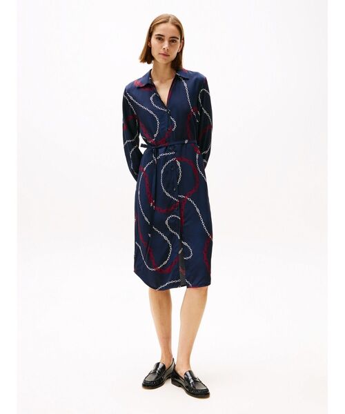 トミー ヒルフィガー（ ）/ビスコースロングスリーブシャツワンピース