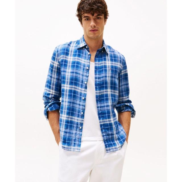 トミー ヒルフィガー（ ）/リネンミディアムチェックリラックスフィットシャツ