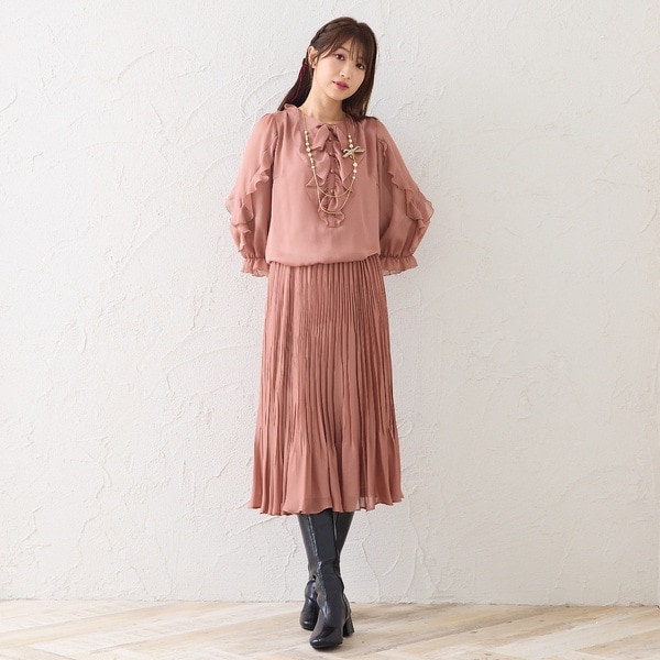 ローズティアラ（Rose Tiara）/【セットアップ可】消しプリーツスカート