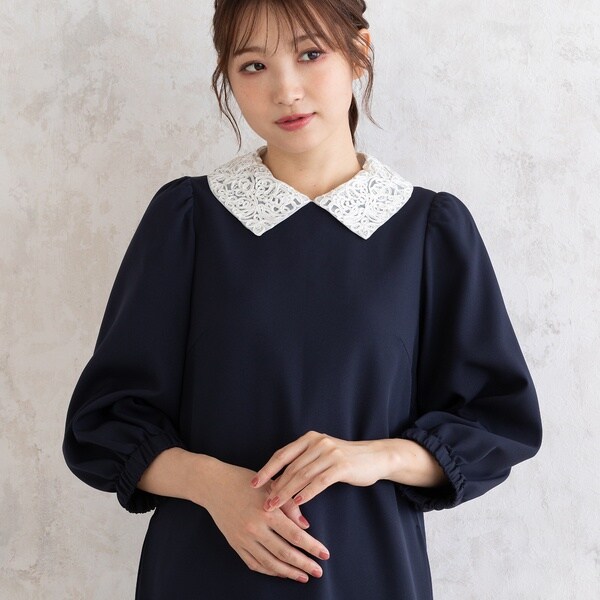 ローズティアラ（Rose Tiara）/コード刺繍襟ワンピース