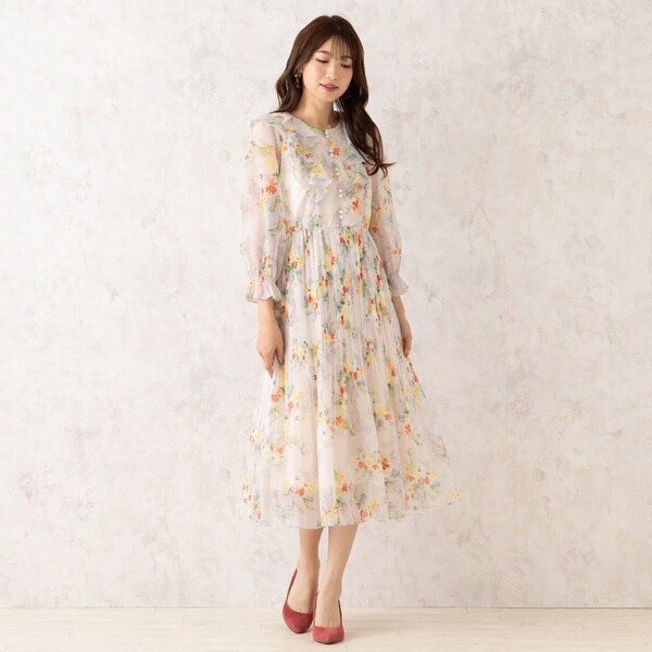 ローズティアラ（Rose Tiara）/フリルフラワープリーツワンピース