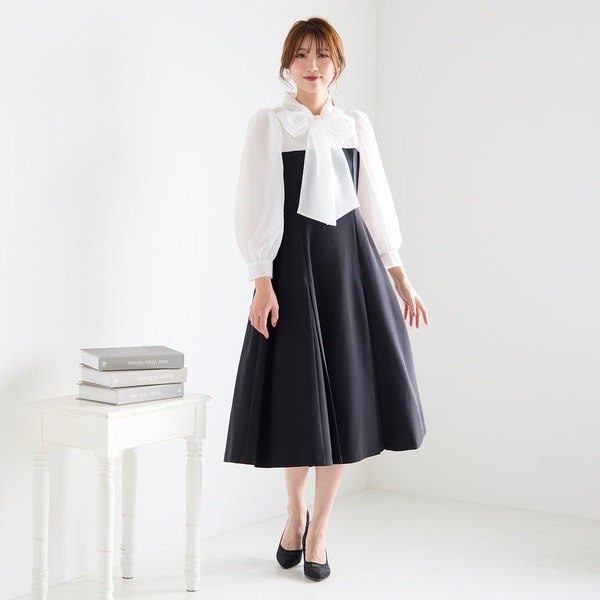 ローズティアラ（Rose Tiara）/【再入荷】ダブルクロスリボンタイワンピース