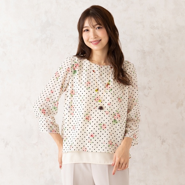 ローズティアラ（Rose Tiara）/オールドローズドットレイヤード風ブラウス