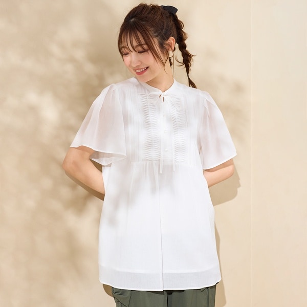 ローズティアラ（Rose Tiara）/【コットン100％/手洗い可】ピンタックブラウス