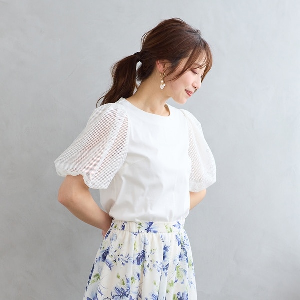 ローズティアラ（Rose Tiara）/【接触冷感/手洗い可】ボリューム袖カットソー