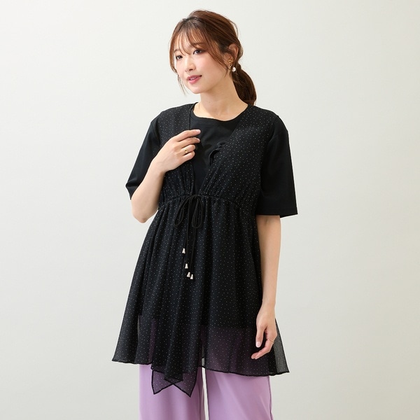 ローズティアラ（Rose Tiara）/【手洗いOK】楊柳ペプラムジレ