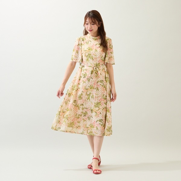 ローズティアラ（Rose Tiara）/【手洗いOK】アンティークローズプリントワンピース