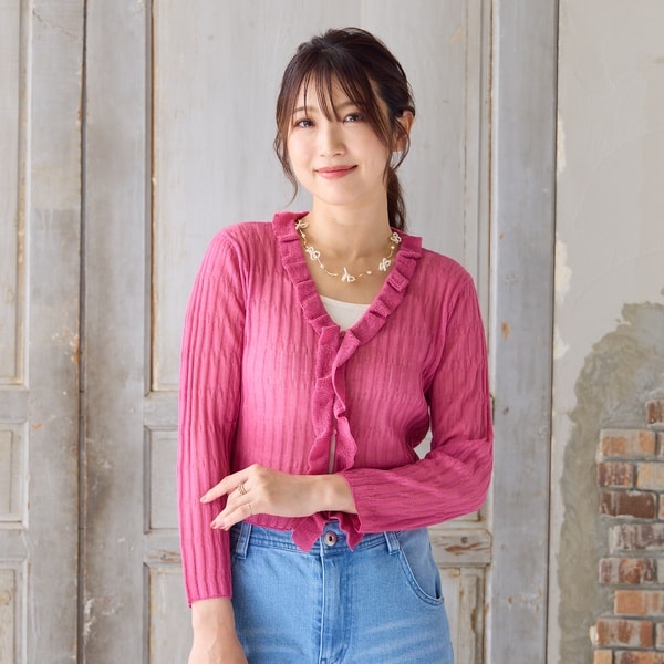 ローズティアラ（Rose Tiara）/クロップドフリルニットカーディガン