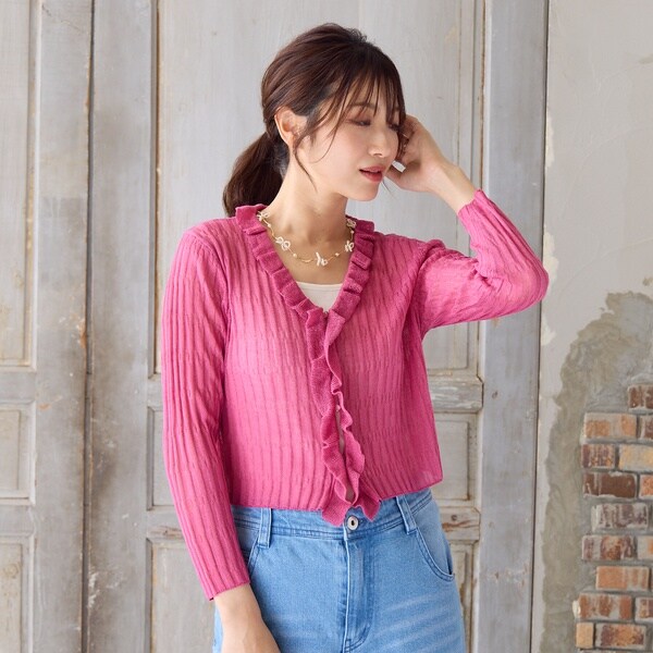 ローズティアラ（Rose Tiara）/クロップドフリルニットカーディガン ローズティアラ（Rose Tiara）/クロップドフリルニットカーディガン