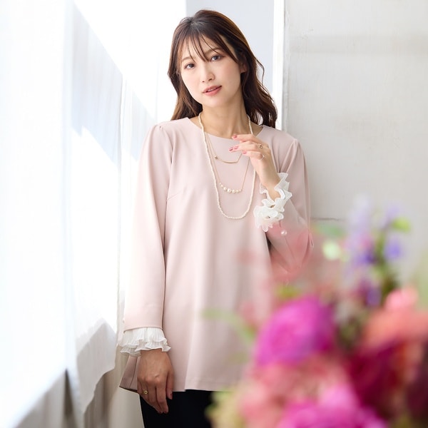 ローズティアラ（Rose Tiara）/【2WAY】【UVカット/防シワ】プリーツ袖カットソー