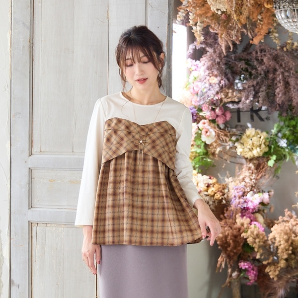 ローズティアラ（Rose Tiara）/【UVカット】レイヤード風カットソー