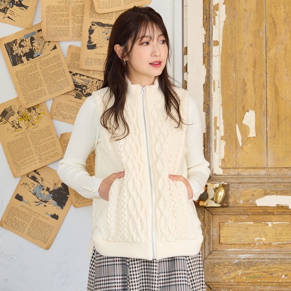 ローズティアラ（Rose Tiara）/ケーブルニットドッキングベスト