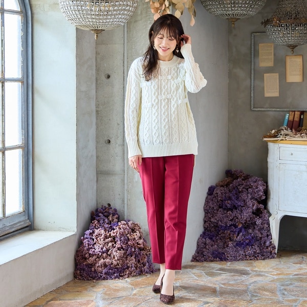 ローズティアラ（Rose Tiara）/【人気アイテム】【蓄熱保温】ウーリッチウォームセンタープレスパンツ