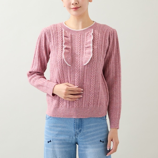 ローズティアラ（Rose Tiara）/フリルラメニットプルオーバー