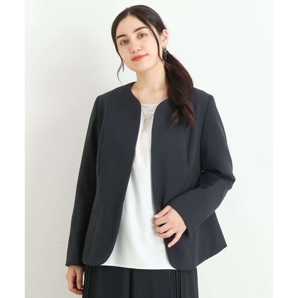 エウルキューブ/【大きいサイズ/11号サイズあり】洗えるノーカラージャケット