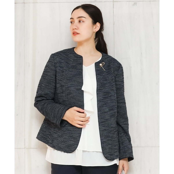 エウルキューブ（eur3）/【大きいサイズ/11号サイズあり】ストレッチツイードジャケット