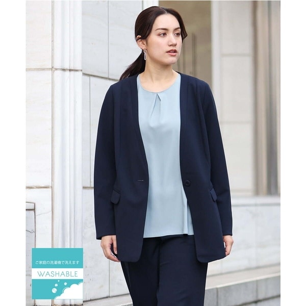 エウルキューブ（eur3）/【大きいサイズ/11号サイズあり/セットアップ対応/B−move JK】洗えるノーカラージャケット