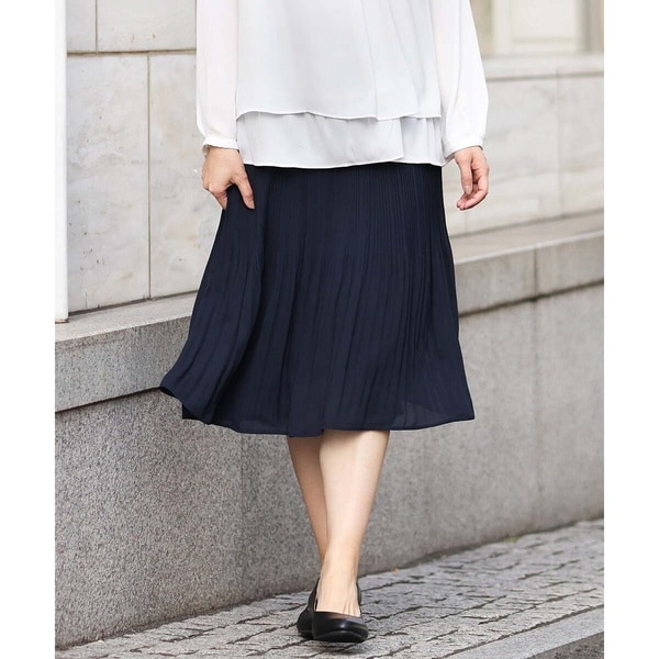 エウルキューブ（eur3）/【大きいサイズ】シフォンプリーツスカート