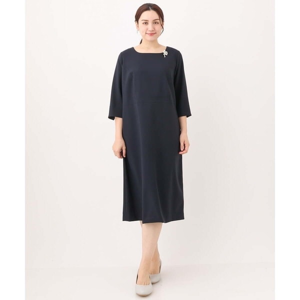 エウルキューブ（eur3）/【大きいサイズ/11号サイズあり/セットアップ対応】Wクロスストレッチスクエアネックワンピース