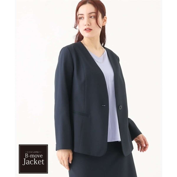 エウルキューブ（eur3）/【大きいサイズ/11号サイズあり/セットアップ対応/B−move JK】リネンライクVネックジャケッ