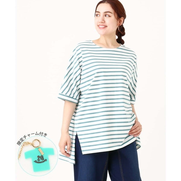 エウルキューブ（eur3）/【大きいサイズ/20th記念チャーム付き】アニバーサリーボーダーTシャツ