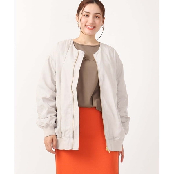 エウルキューブ（eur3）/【大きいサイズ】ノーカラーギャザーブルゾン