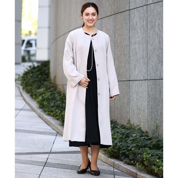 エウルキューブ（eur3）/【大きいサイズ】ノーカラーロングコート