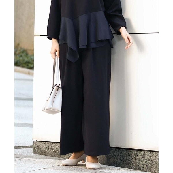 エウルキューブ（eur3）/【大きいサイズ/11号サイズあり】カットジョーゼットストレートワイドパンツ